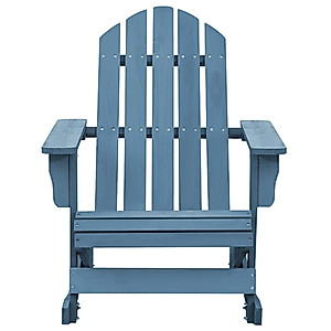 Tidyard Patio Adirondack Rocking Chair Solid Fir Wood Blue Outdoor Fire Pit Chair Wooden Garden Armchair for Porch Pool Lawn Deck Backyard Balcony Outdoor
