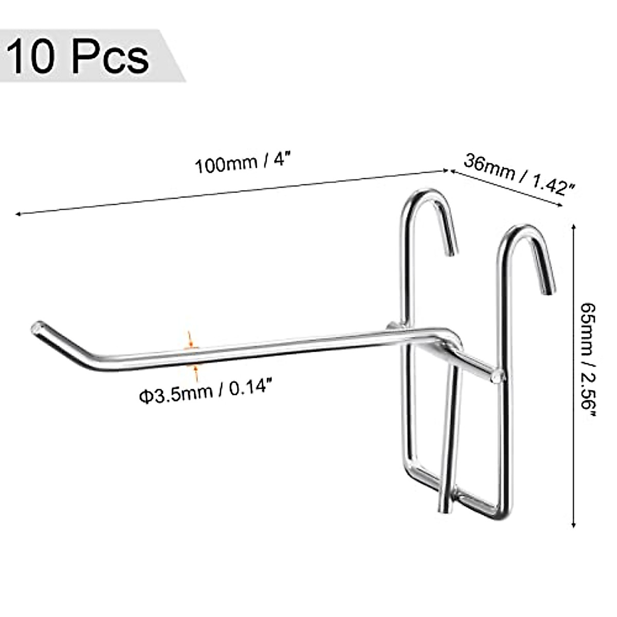 MECCANIXITY Grid Wall Hooks Store Garage Storage Wall Organizers 4 Inch Silver, Pack of 10