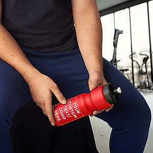 DISCOUNT PROMOS 28 oz. Custom Push Cap Plastic Water Bottles Set of 100, Personalized Bulk Pack - Perfect for Gym, Hiking, Camping, Outdoor Sports -Red