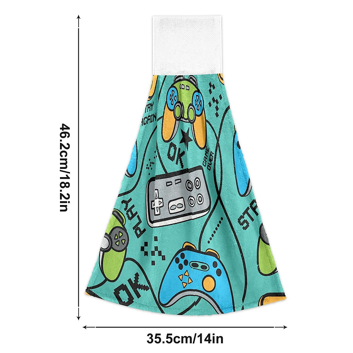 SLHKPNS Cartoon Game Joysticks Kitchen Hanging Hand Towels, Video Gamepad Controllers Absorbent Tie Towel with Loop 2 PCS Kitchen Linen Sets for Bathroom Restroom Home Decor