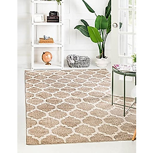 Rugs.com Lattice Collection Rug – 9' x 12' Light Brown Medium Rug Perfect for Living Rooms, Large Dining Rooms, Open Floorplans