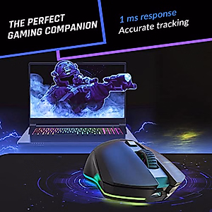 KLIM Blaze Pro Rechargeable Wireless Gaming Mouse with Charging Dock RGB - New Version 2024 - High-Precision Sensor and Long-Lasting Battery - Up to 6000 DPI - Great PC Gaming Mouse Wireless