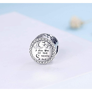 925 Sterling Silver Charm Fit for Pandora Charms Bracelet I Love You to the Moon and Back Bead Charm Birthday Gifts Women Jewelry
