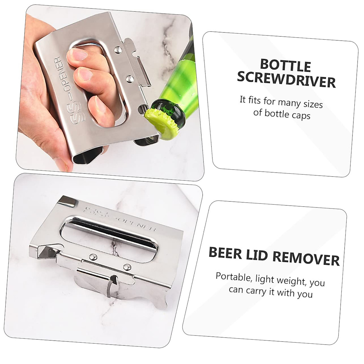 DOITOOL 1pc Stainless Steel Can Opener Safety Can Opener Bottle Screwdriver Tin Opener Bottle Remover Portable Can Opener Soda Can Opener Manual Lid Opener Soda Can Lids Heavy Slicer