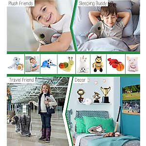 DolliBu Big-Eye Shark Stuffed Animal with Baseball Plush - Soft Huggable Shark, Adorable Shark Plush Toy, Personalized Soft Plush Doll Animal Toy for Kids and Adults - 6 Inches