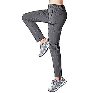 Gopune Women's Outdoor Quick Dry Lightweight Hiking Mountain Pants with Zipper Pockets (Deep Grey,M)