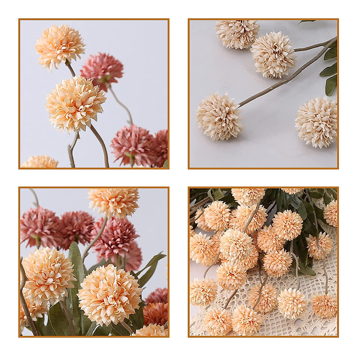 Banllis Artificial Flowers, Fake Flower Faux Plastic Dandelion for Home Decor DIY Wedding Kitchen Garden, Crown, Party, Hotel, Table - 6pcs