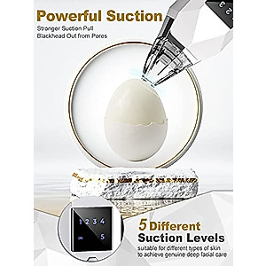 Blackhead Remover Pore Vacuum EUHOME Electric Rechargeable Blackhead Whitehead Acne Comedone Pimple Extractor Facial Pore Cleaner Blackhead Removal Kit 5 Suction Probes Face Cleaning Tools