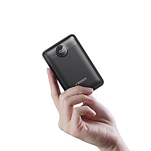 VEGER 20000mAh Mini Quick Charge Power Bank 20W PD 18W QC 3.0 USB C Battery Pack with LED Display 3 Outputs 2 Inputs Compatible with iPhone 13/12/11, Samsung,Tablet and More (Black) (20000mAh)
