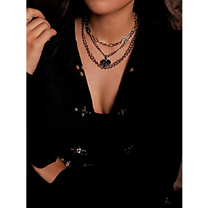 Sacina Goth Grunge Y2K Layered Flame Heart Choker Necklace, Chunky Necklace, Goth Chokers Necklace, Halloween Christmas New Year Jewelry Gift For Women, Men