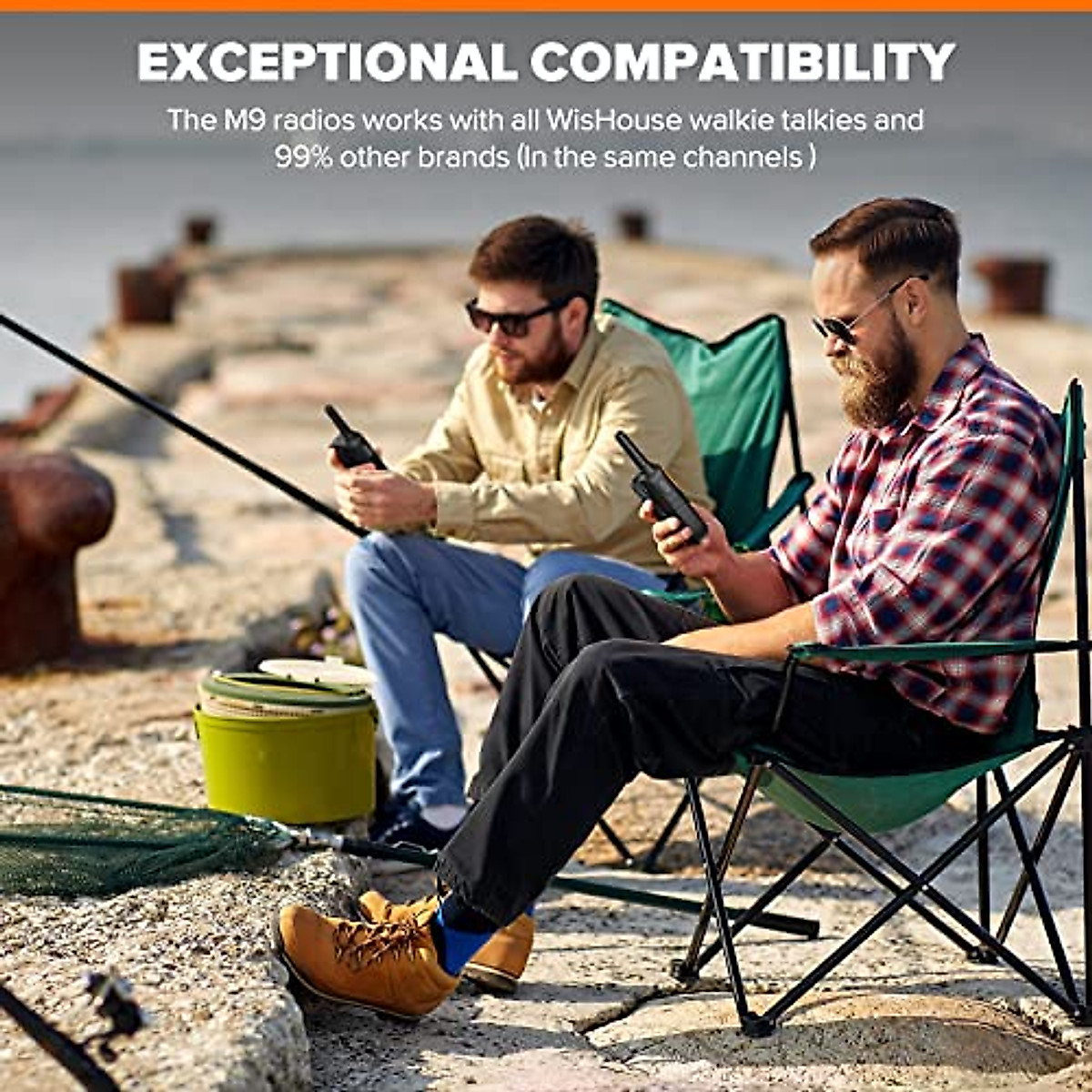 Walkie Talkies for Adults Long Range-Wishouse Rechargeable Portable 2 Way Radios,Hiking Accessories Camping Gear Toys for Kids with Lamp,SOS Siren,NOAA Weather Alert,VOX,Easy to Use,Walky Talky 4 Pack