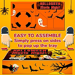 Cheshire Gifts Halloween Party Supplies For Movie Night 18pcs - Popcorn Bags 12ct & Movie Night Snack Trays 6ct - Halloween Party Decorations, Halloween Party Favors, Halloween Decor