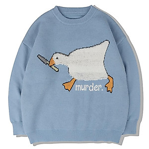 Aelfric Eden Mens Long Sleeve Van Gogh Printed Cable Knit Sweaters Casual Oversized Sweater Pullover