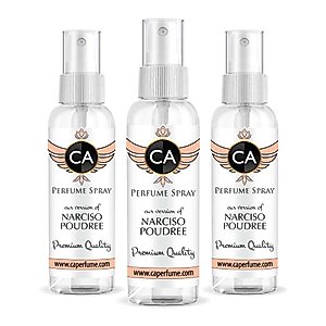 CA Perfume Impression of Narciso Poudree For Women Replica Version Fragrance Dupes Concentrated Long Lasting Eau de Parfum Spray Refillable Atomizer Bottle 2 Fl Oz/60ml-X3
