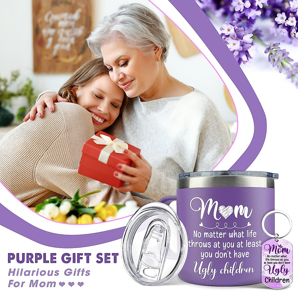 365FURY Gifts For Mom From Daughter, Son - Mother's Day, Birthday Gifts For Mom - No Matter What/Ugly Children Coffee Mug/Tumbler 14Oz & Keychain - Best Mother, Moms Gift Idea