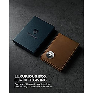 LORZOR AirTag Wallet - Bifold Full Grain Leather Mens Air Tag Wallet with AirTag Holder, RFID Blocking Minimalist Wallet for Men for Apple Air Tag, up to 11 Cards Gifts for Men