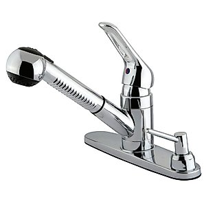Kingston Brass KB701SPDK Pull-Out Sprayer Kitchen Faucet, Polished Chrome