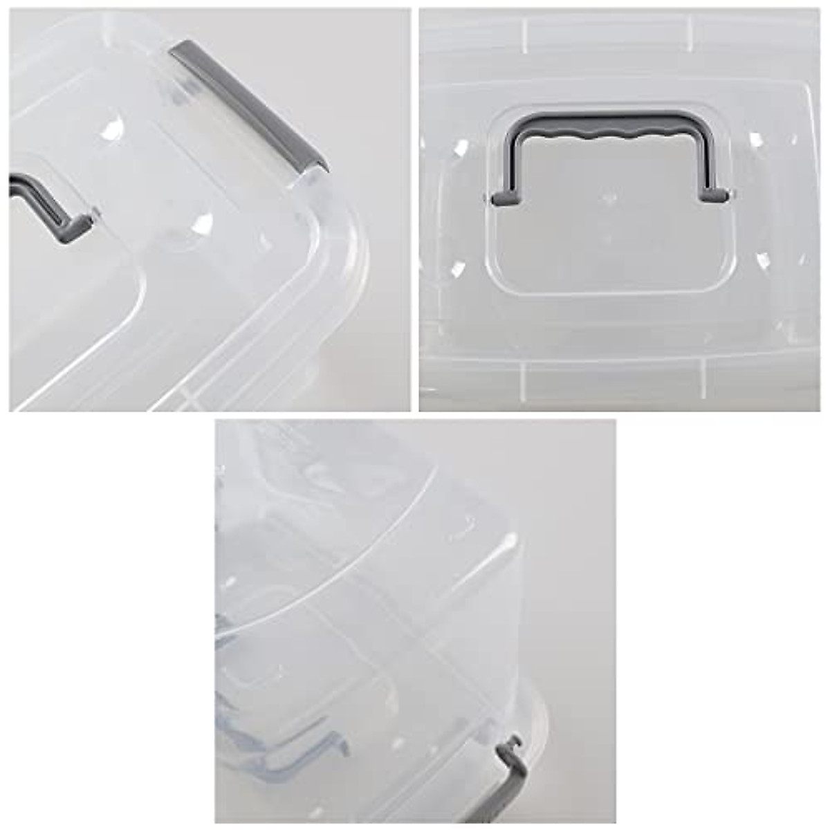 Pekky 5.5 Quart Plastic Latching Storage Bin with Handle, 6 Packs Small Stackable Container Box
