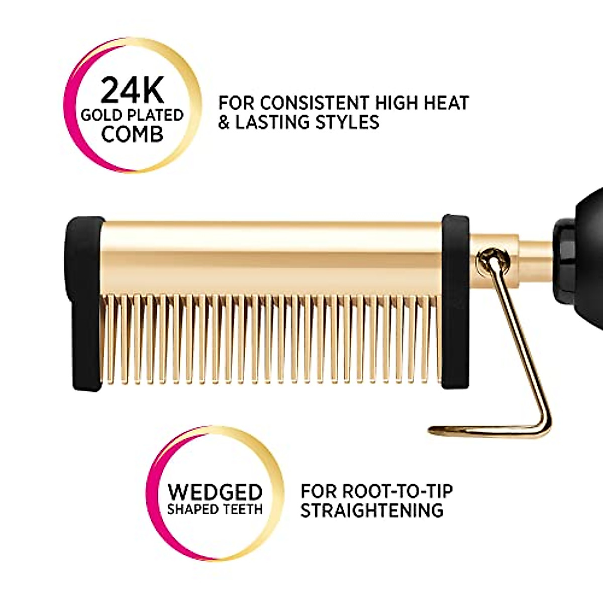 Gold N Hot Professional 24K Gold Pressing & Styling Comb | Great for Lifting and Straightening