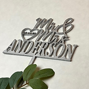 Personalized Wedding Cake Topper, Wooden Cake Toppers, Mr Mrs Heart Customized Wedding Date And Last Name To Be Bride & Groom