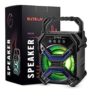 RISEBASS Portable Wireless Bluetooth Speaker for iPhone, Android, iPod and More - Rechargeable Bluetooth Speaker for Kids & Adults - Mini Speaker with Party Lights. Gifts for Kids