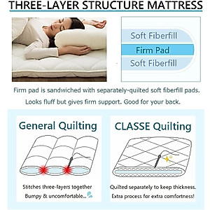 EMOOR Japanese Futon Mattress Set (Mattress, Comforter & Pillow) CLASSE Twin Made in Japan, Foldable Floor Sleeping Bed Tatami Mat