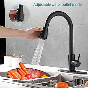 AIBOVI Matte Black Kitchen Faucet with Pull Down Sprayer, High Arc Single Handle Kitchen Sink Faucet with Pull Out Sprayer, RV Kitchen Faucet Stainless Steel Kitchen Faucets for Bar, Laundry, RV