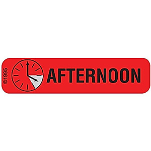 PHARMEX 1-681 Permanent Paper Label, Afternoon", 1 9/16" x 3/8", Red (500 per Roll, 2 Rolls per Box)