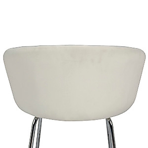 Hillsdale, Marisol Round Metal and Upholstered Vanity Stool with Scoop Back for Makeup Room or Bathroom, Off-White