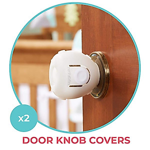 Toddleroo by North States Childproofing Starter Kit | 2 Door knob Covers, 34 Plug Protectors, 10 Drawer & Cabinet latches | Baby proofing with Confidence (46 Piece Set, White)
