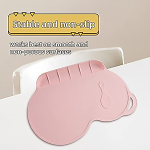 Silicone Placemats with Food Catching Pockets - 15 x 10” Home and Restaurant Table Mat - Non-Slip Suction Placemat for Toddlers (Pink)