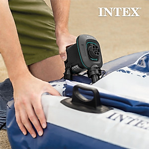 INTEX 66639E QuickFill 120 Volt AC Electric Pump: Inflates and Deflates Air Mattresses – Includes 3 Interrconnecting Nozzles – Compact Design – 650 L/Min Air Flow – Indoor Use