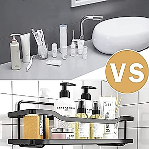 OySeyFo Shower Caddy 4-Pack, Self Adhesive Shower Organizer Storage Basket with 2 Soap Dishes 4 Hooks, Large Capacity Shampoo Holder Stainless Steel Shower Shelf Rack for Kitchen and Bathroom