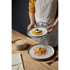 Famiware Dinnerware Sets, Plates and Bowls Set for 4, 12 Piece Dish Set, Cappuccino White