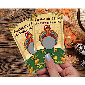 Turkey Scratch Off Games, Thanksgiving Scratch Off Game Cards For Baby Shower, Bridal Shower, Fall Festival Raffle Lottery Tickets Cards, Set Of 50 Cards (B03)