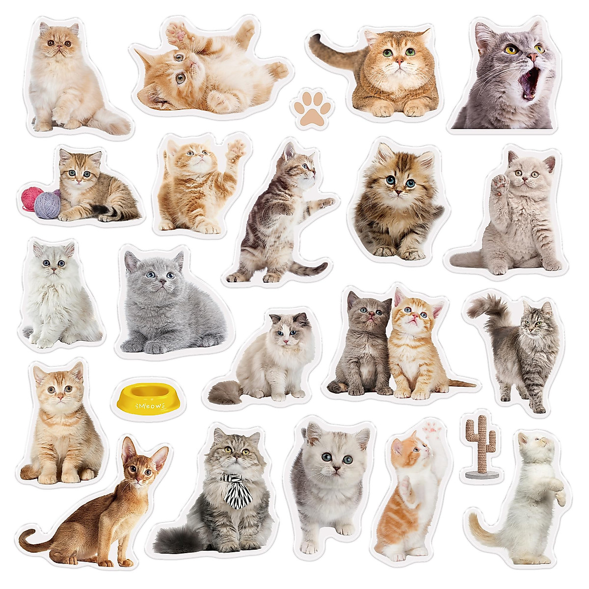 20 Pcs Cat Thick Gel Clings Kitten Window Gel Clings Decals Stickers for Kids Toddlers and Adults Cute Reusable Window Clings for Home Airplane Classroom Nursery Cat Party Supplies Decorations
