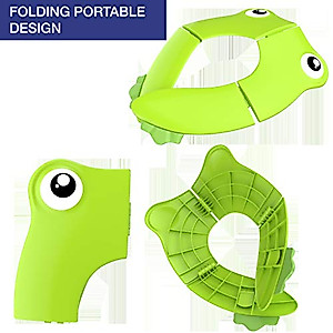 Portable Folding Large Non Slip Silionce Pads Potty Training Seat for Kids Boys & Girls, Foldable Toddlers Toilet Seat, Recyclable Potty Seat Cover for Travel