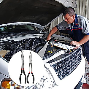 DIRBUY Long Needle Nose Pliers Set, 4 in 1 Bent Needle Nose Pliers 90 Degree, 11 inch Spark Plug Wire Removal Tool, Pointy Nose Pliers, Pinch Nose Pliers, Snipe Nose Pliers, Curved Nose Pliers