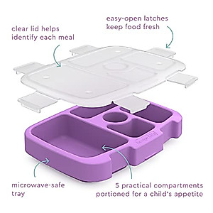 Bentgo® Kids Prints Tray with Transparent Cover - Reusable, BPA-Free, 5-Compartment Meal Prep Container with Built-In Portion Control for Healthy Meals At Home & On the Go (Mermaid Scales)