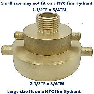 Happy Tree 2-1/2" NST (NH) Female x 3/4" GHT Male Brass Fire Hydrant Adapter with Pin Lug Brass Fire Equipment Brass Hydrant to Garden Hose Adapter