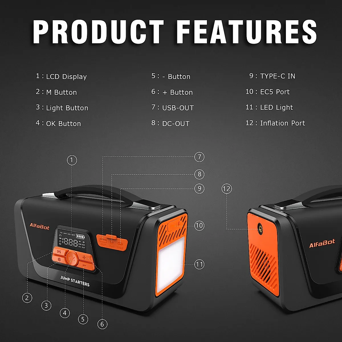 Car Jump Starter with Air Compressor, 4000A Peak 150PSI Portable Battery Starter 12V 26800mAh Car Battery Booster Pack (8.0L Diesel/All Gas), 4 in 1 Jump Starter/Air Compressor/Power Bank/LED Light