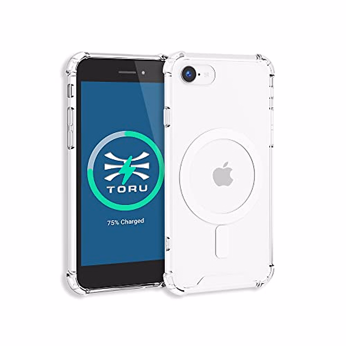 TORU MX Slim for iPhone SE 2022/iPhone SE 2020/iPhone 8 Magnetic Case, Compatible with Magsafe, Transparent HD Clear Case with Crossbody Strap, Scratch Resistant, Air Bumper Shock-Absorbing Corners