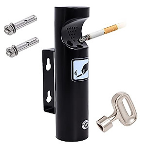 Wall Mounted Outdoor Stainless Steel Cigarette Butt Receptacle (Black, 1pcs)