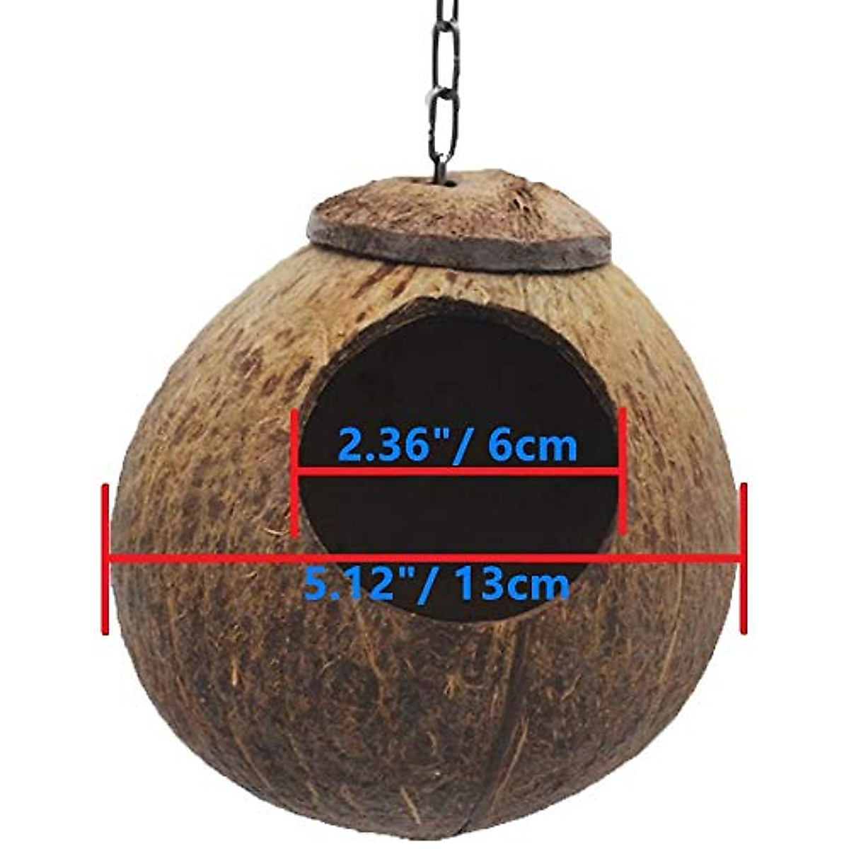 Litewoo Bird Nest House Bed Hut Natural Coconut Shell Seed Feeder Toy for Parrot Parakeet Cockatiel Conure Canary Finch Pigeon Hamster Gerbil Rat Mice Chinchilla Guinea Pig Cage Accessories