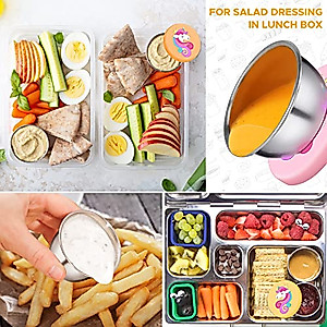 MAIGOZON Salad Dressing Containers To Go, Small Condiment Containers with Lids, Stainless Steel Condiment Cup with Unicorn Leakproof Silicone Lids for Girls Kids Lunch Bento Box, 6PCS