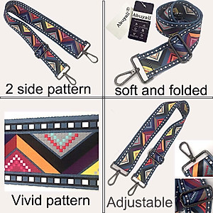Abuyall Wide Strap Replacement Guitar Style Multicolor Crossbody Handbag Strap A