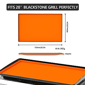 Silicone Griddle Mat 28" for Blackstone Grill, Food Grade Silicone Griddle Protective Mat Cover,Heavy Duty/Non Stick/Reusable Silicone Grill Cover, Protect Your Grill (orange-28inch)