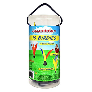 Jazzminton 10 Replacement Birdies or Shuttlecocks for Indoor and Outdoor Game - Played at Parks, Beach, Lawn, Yard, or Tailgating