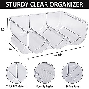 SIKITUT Water Bottle Storage Rack, 3 Bottle Organizer for Water, Wine, and Drink, Cup Organizer for Kitchen Cabinets, Countertop, Pantry, Fridge, Free-Standing Stackable, Clear, 2 Pack