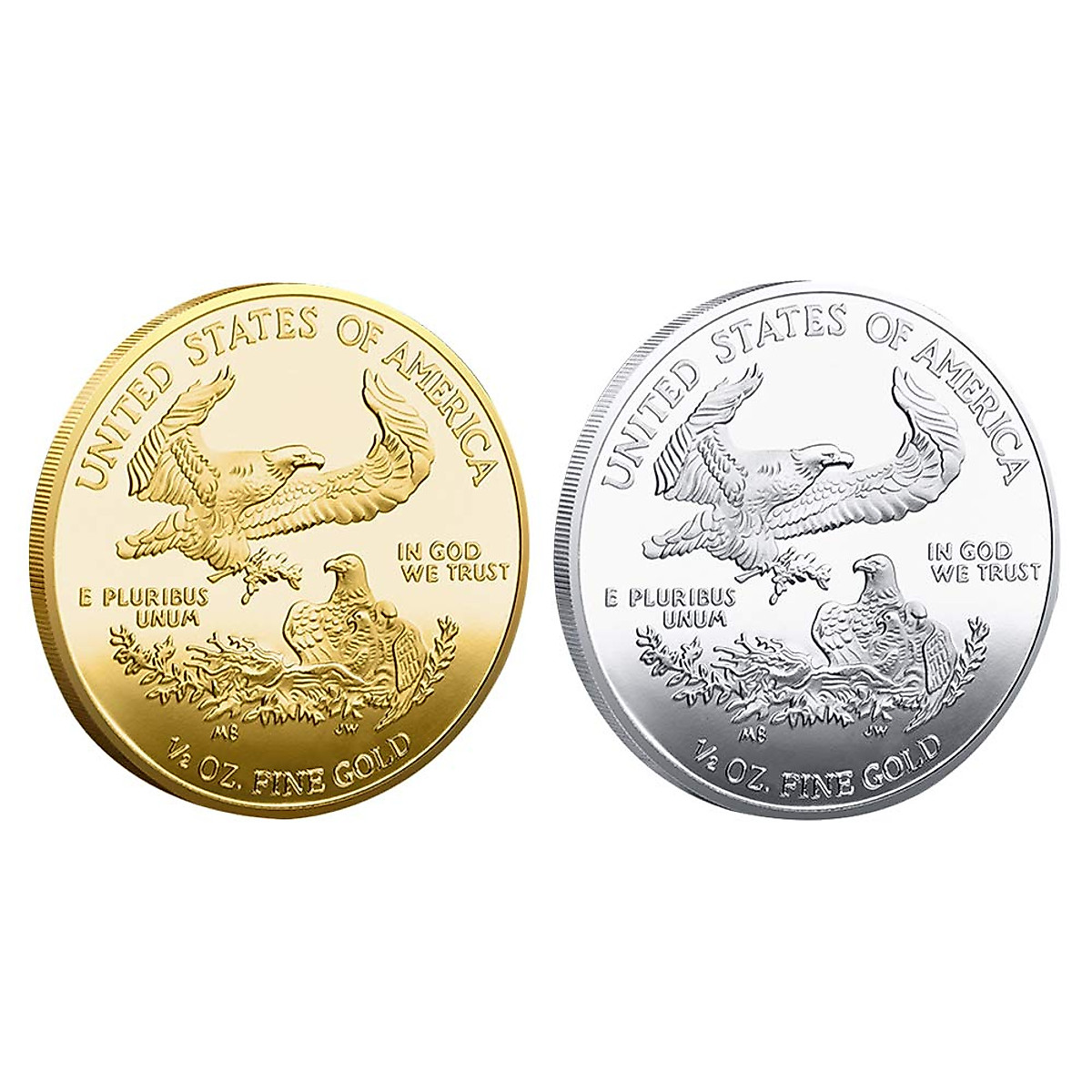 bestkai 2Pcs United State of American 2021 Statue of Liberty Eagle Coin Commemorative Coin Collection Gift Gold Silver 1 57inchX1 57inch